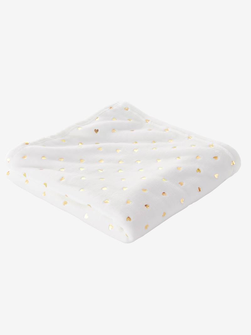 Plaid voor kinderen met goudkleurige hartjes - ecru / gouden harten ...