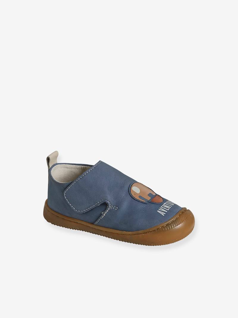 Klittenband baby slofjes van soepel leer - indigoblauw, Schoenen