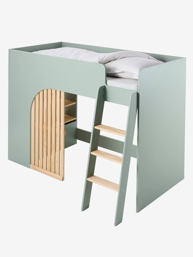 Hoogslaper voor kinderen met opbergruimte Playful - groen, Slaapkamer ...