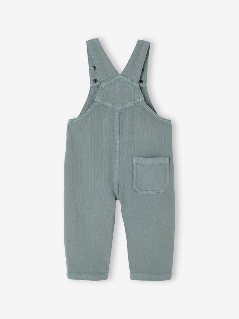 Salopet voor baby's in pigment geverfde keperstof - groen, Baby