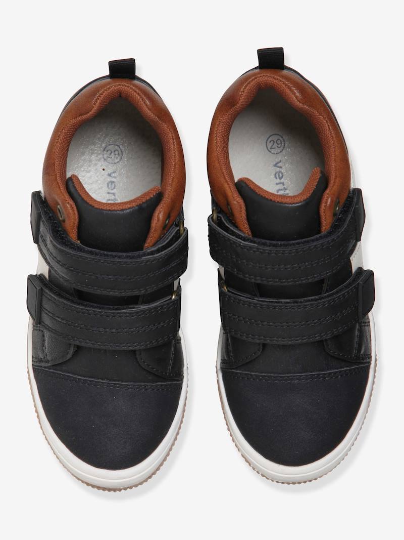 Hoge leren sneakers met klittenband voor jongens - marineblauw, Schoenen Hoge leren sneakers met klittenband voor jongens - marineblauw, Schoenen